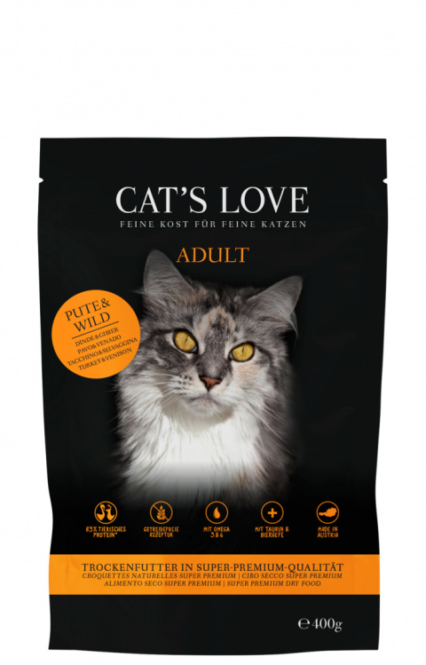 CAT'S LOVE Pute Wild - sucha karma dla kota z indykiem i dziczyzną (400g) > CAT'S LOVE